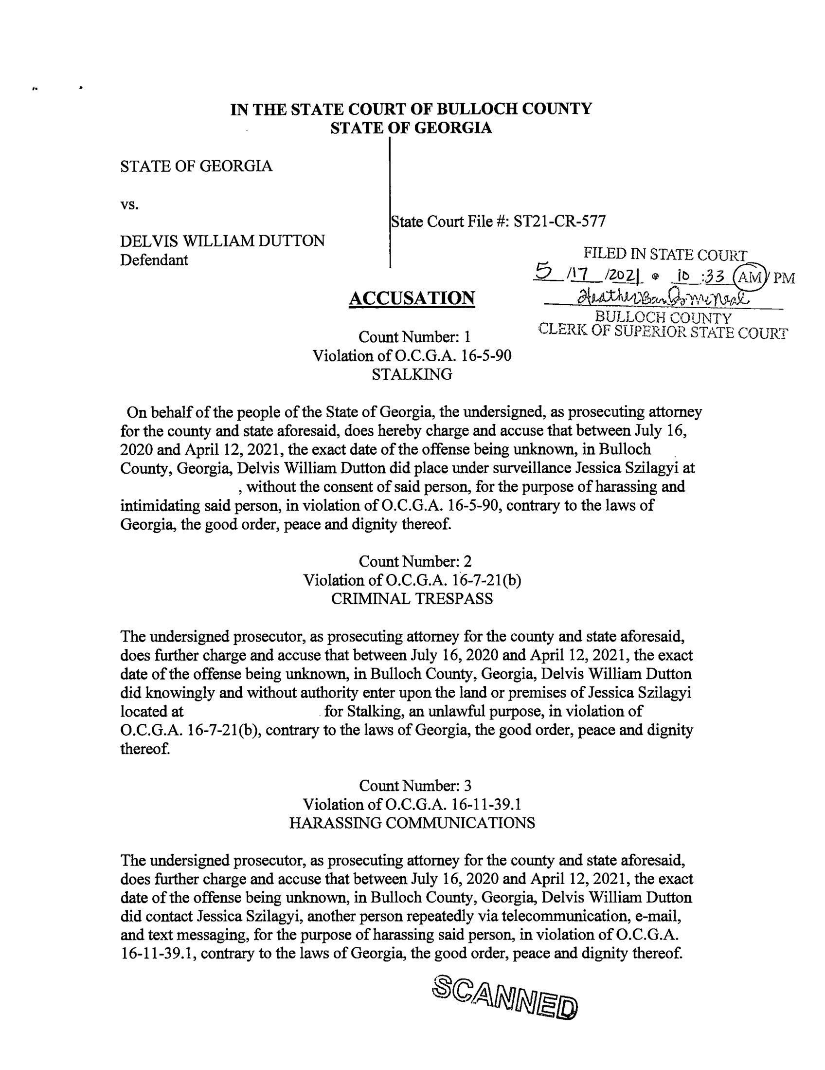 Delvis Dutton — Bulloch County Jail Bookings